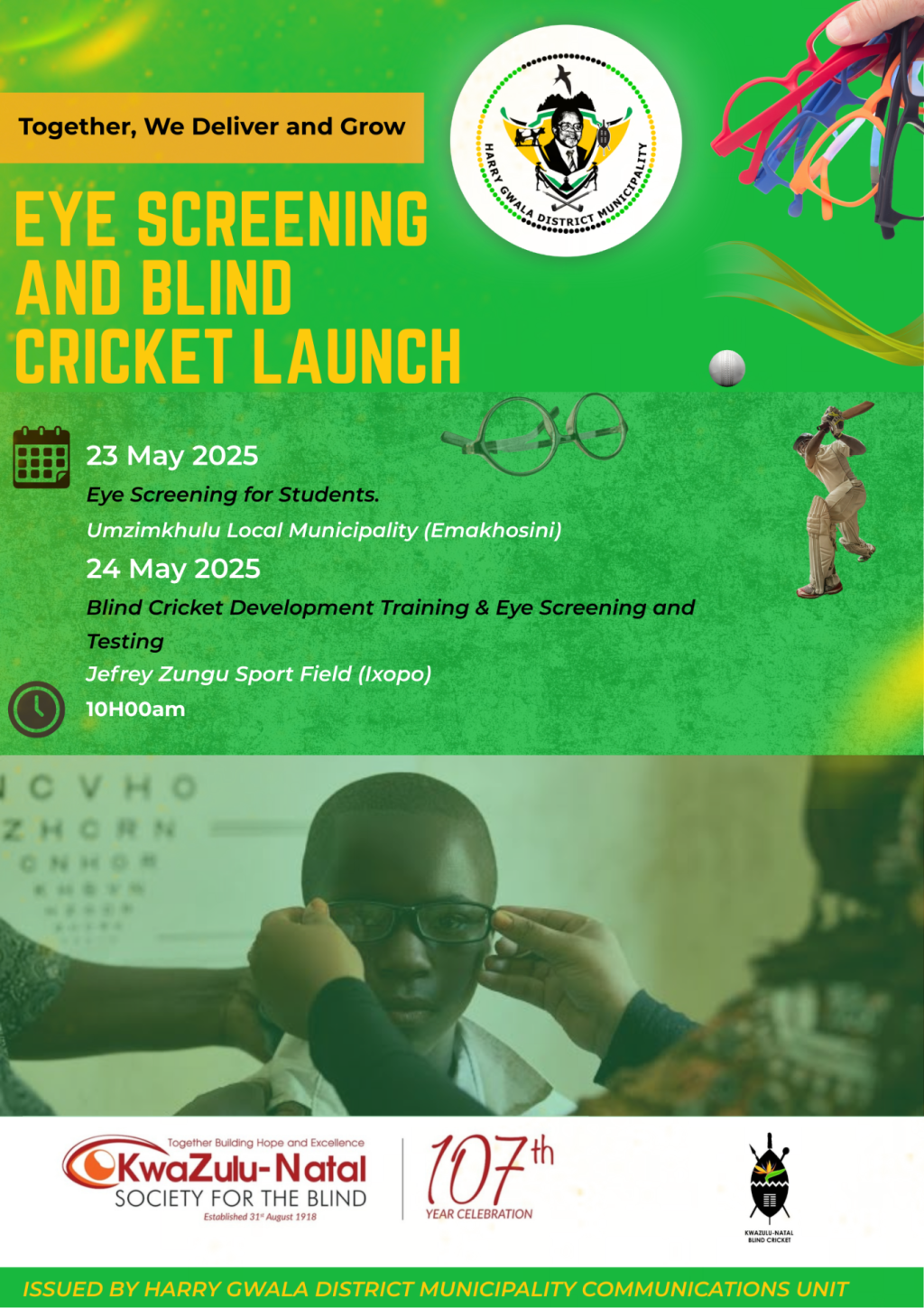 Harry Gwala District Municipality - Eye Screening and Blind Cricket Launch